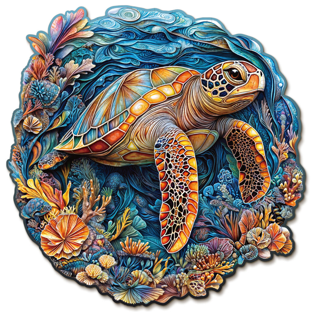 Wooden Jigsaw Puzzle – Brave Sea Turtle - KaaYee Puzzles