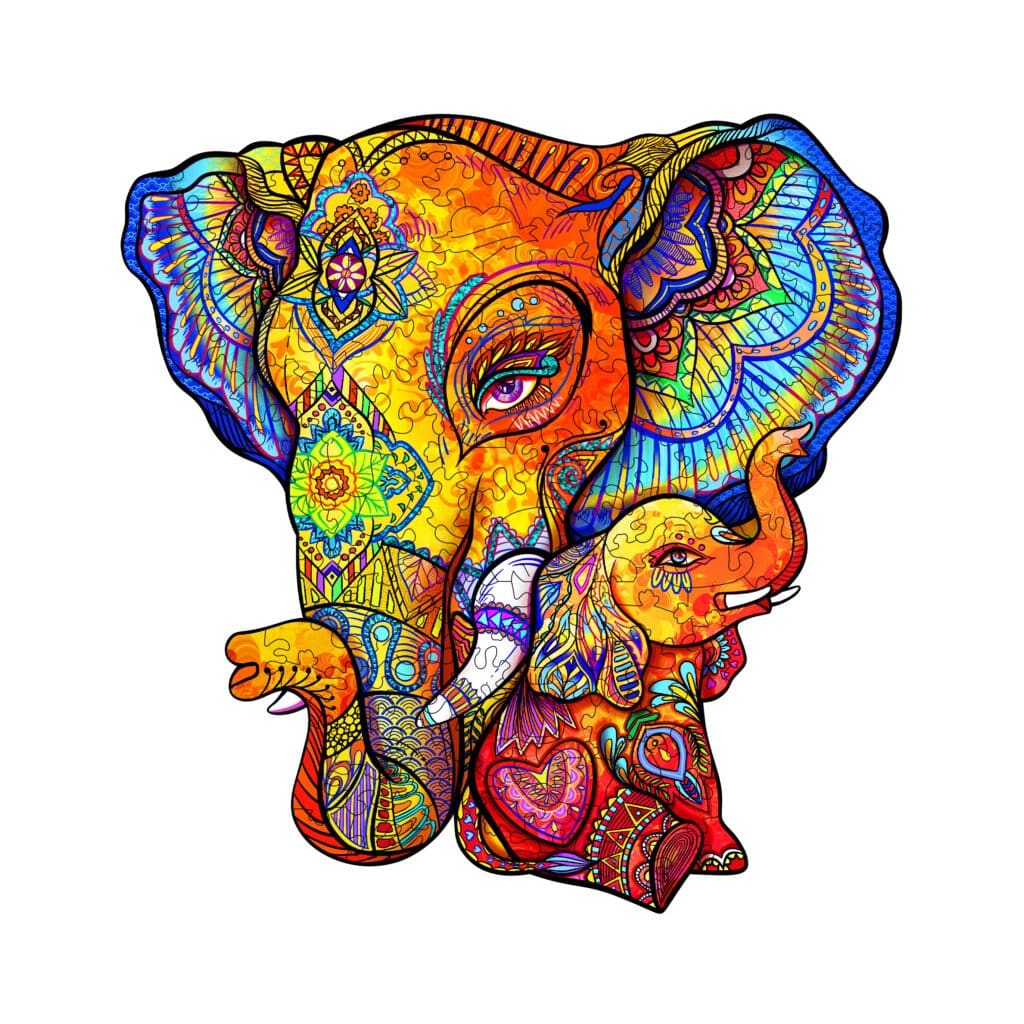 Wooden Jigsaw Puzzle-Elephant Puzzle Maternal Love - KaaYee Puzzles