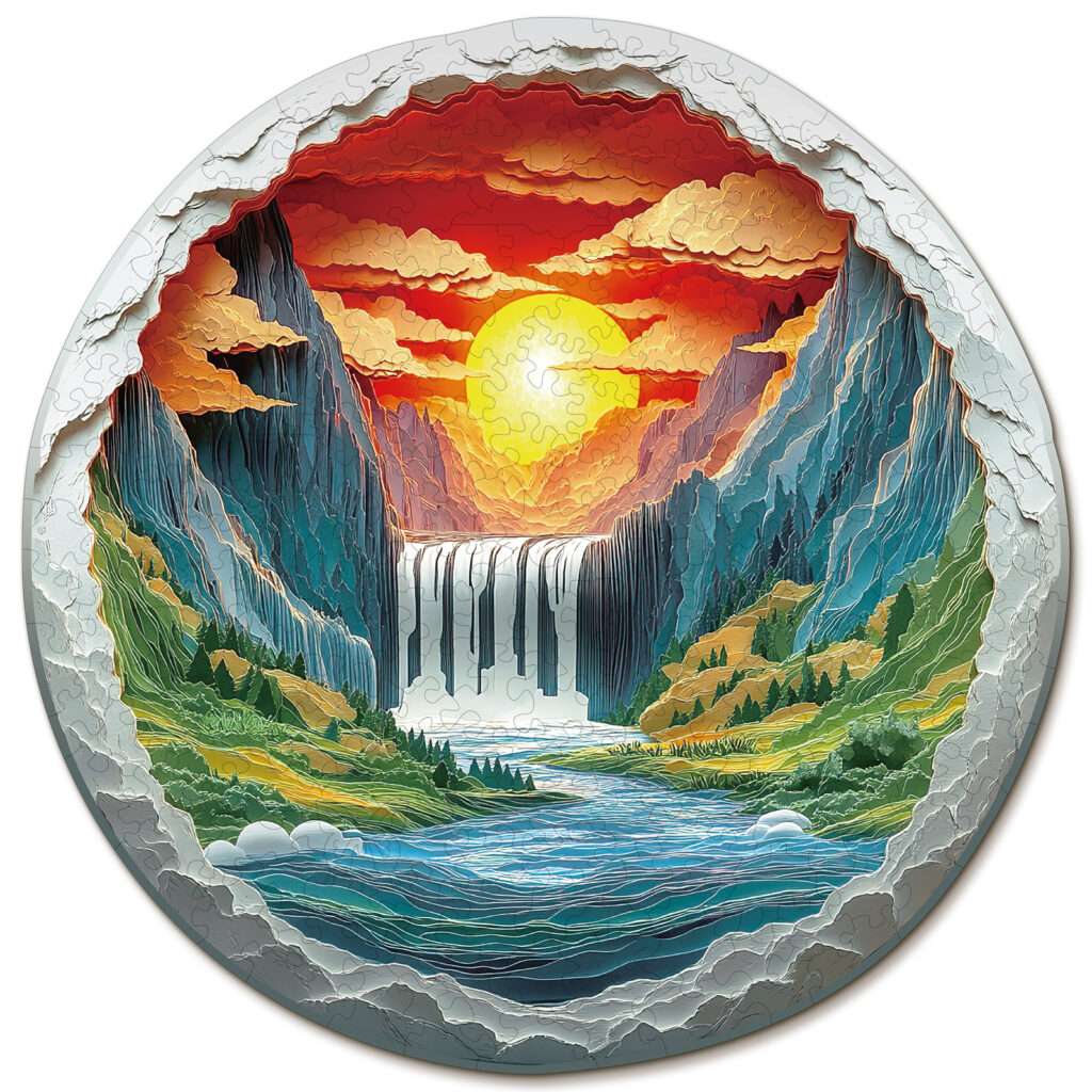 Wooden Jigsaw Puzzle – 3D Canyon Waterfall - KaaYee Puzzles