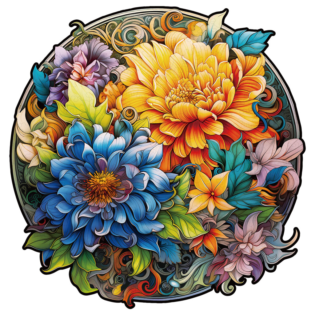 Wooden Jigsaw Puzzle – Prosperous Bloom Flower - KaaYee Puzzles